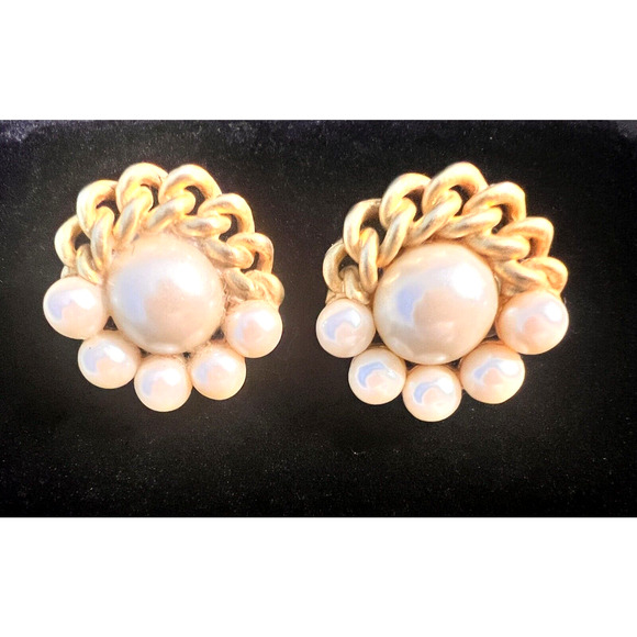 MCM | Jewelry | Fab Vintage Mcm Faux Pearl Gold Tone Rope Style Pierced ...